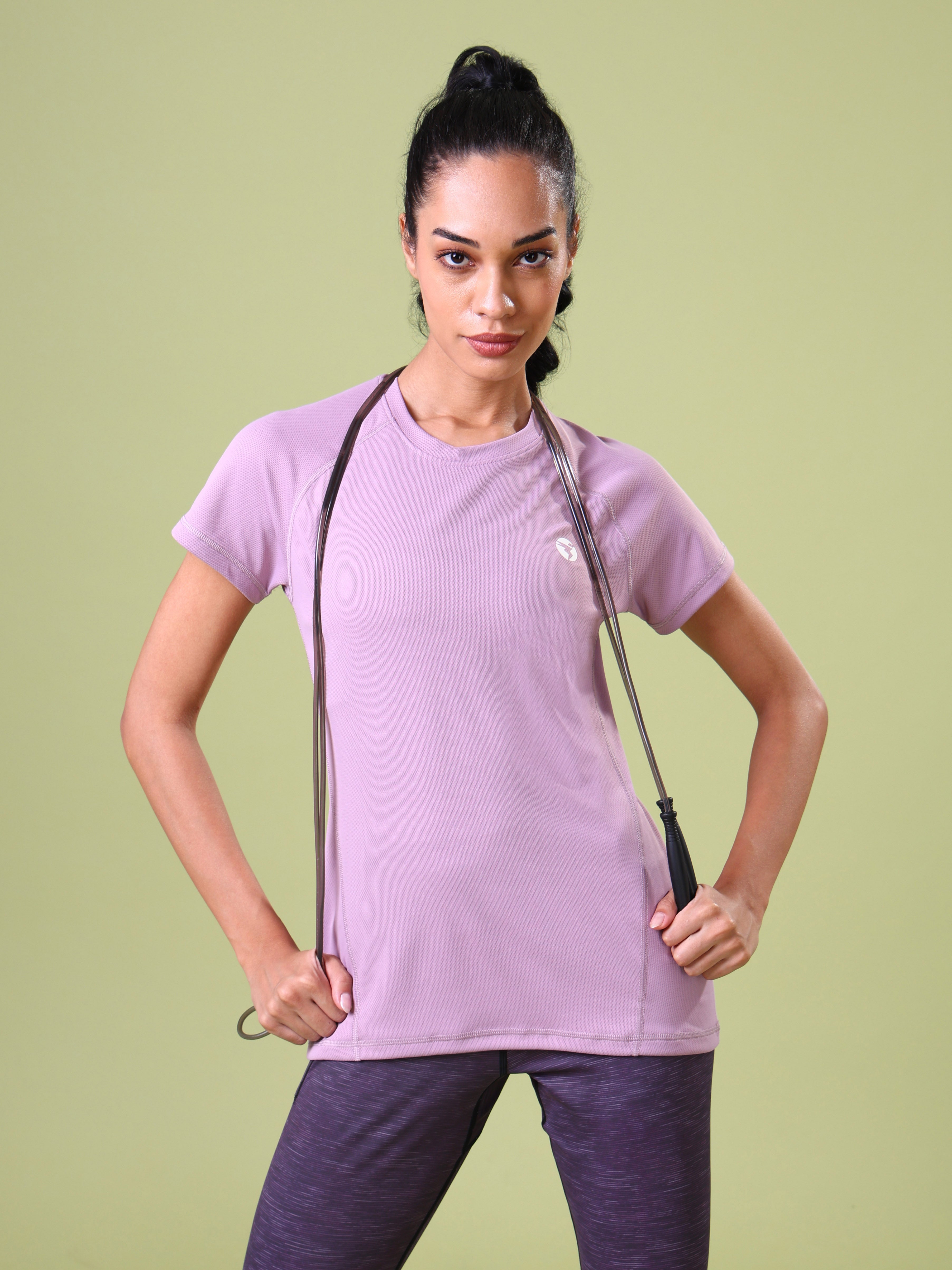 Women Slim Fit Crew Neck T-shirt with Techno Cool