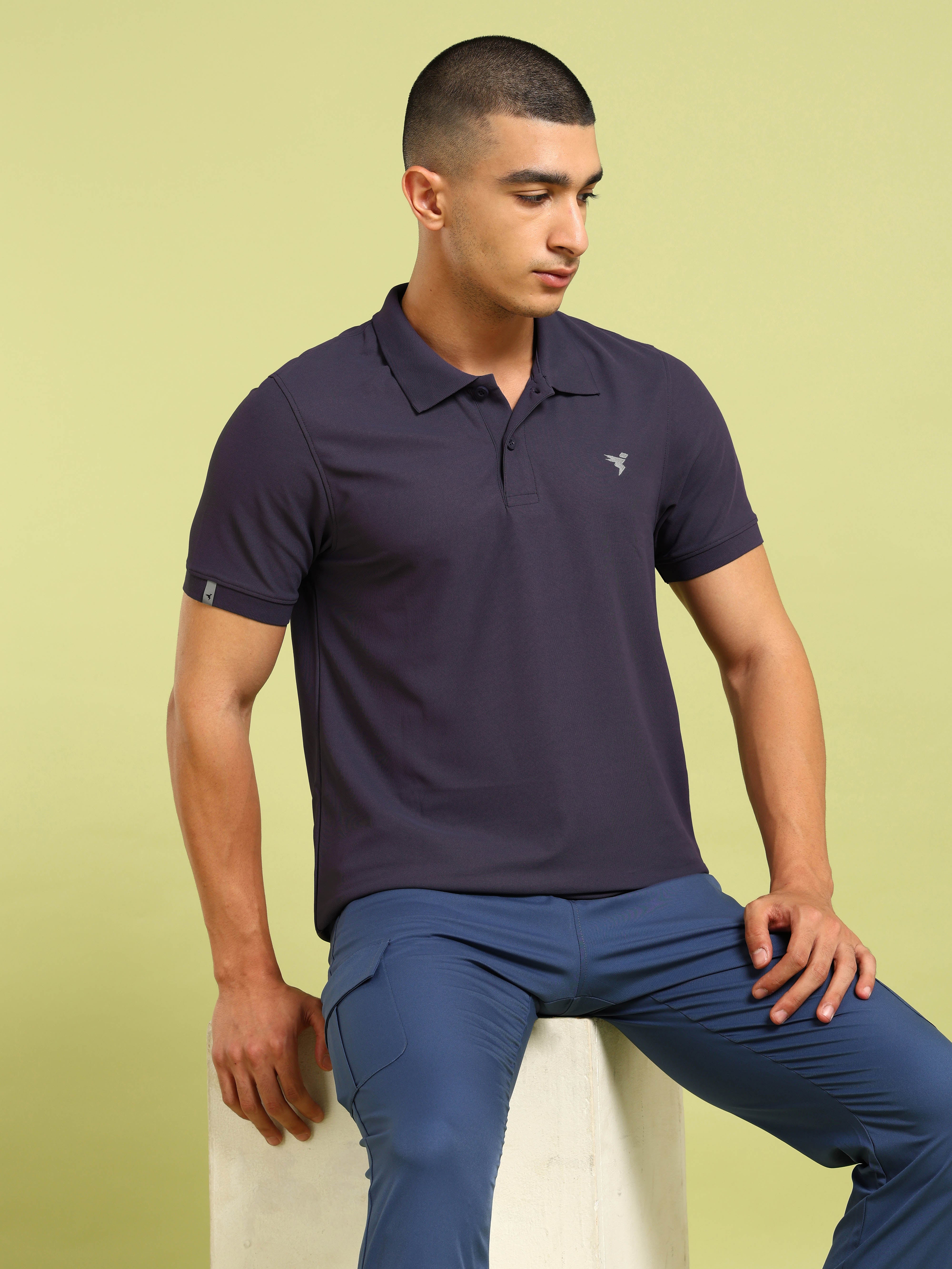 Men Slim Fit Polo T-shirt with Matpiq