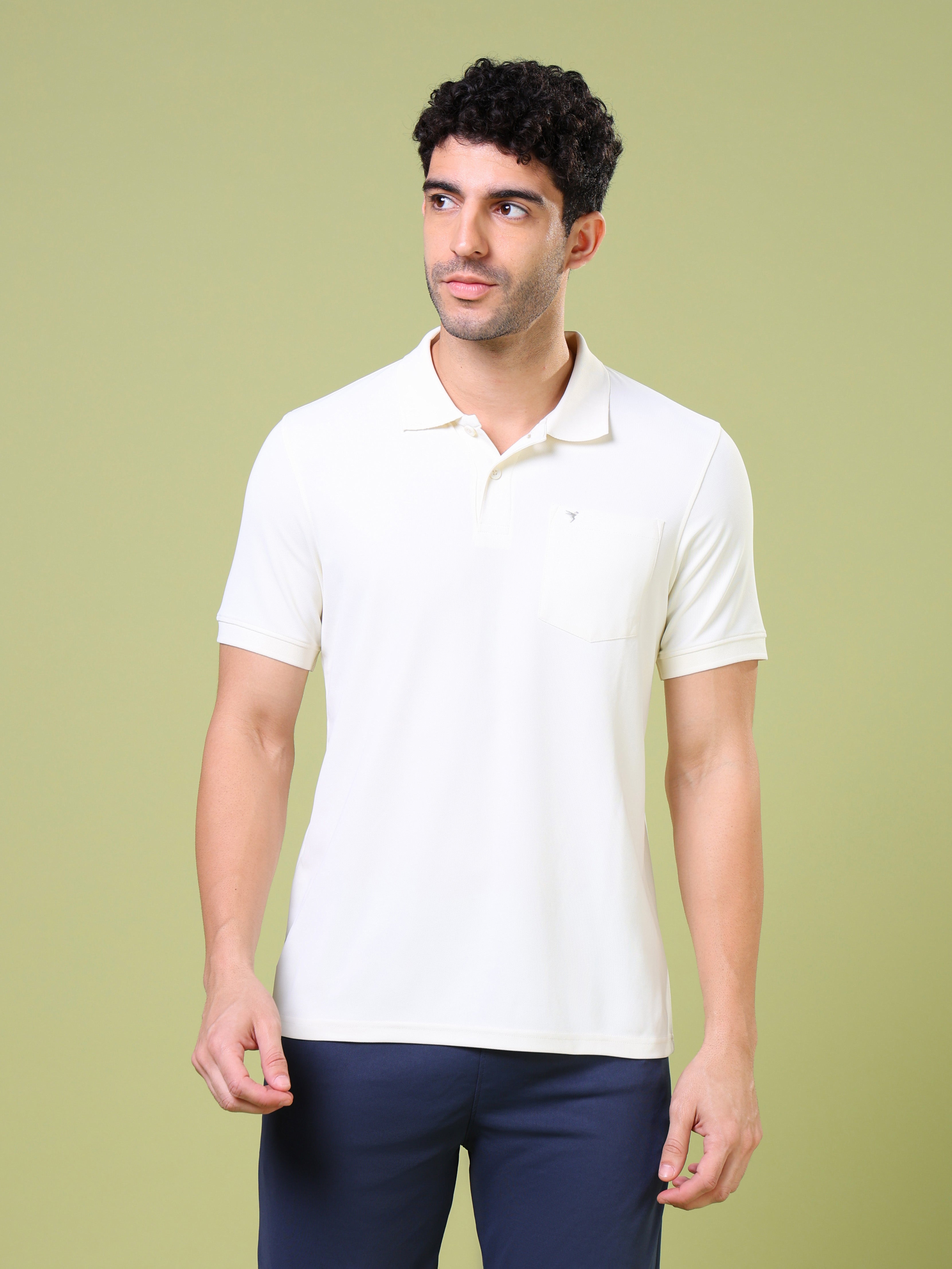 Men Solid Slim Fit Polo T-shirt with MATPIQ