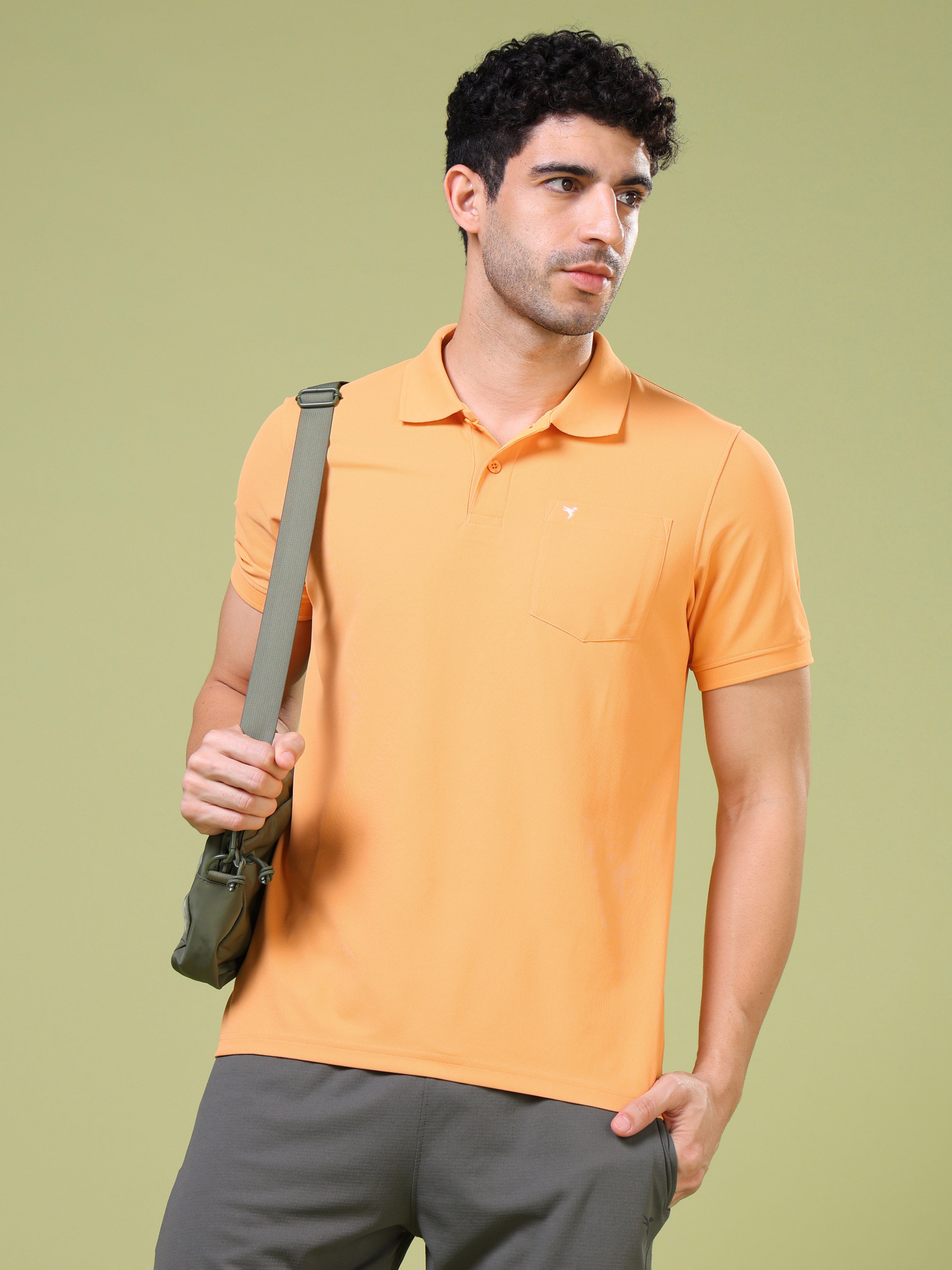 Men Solid Slim Fit Polo T-shirt with MATPIQ