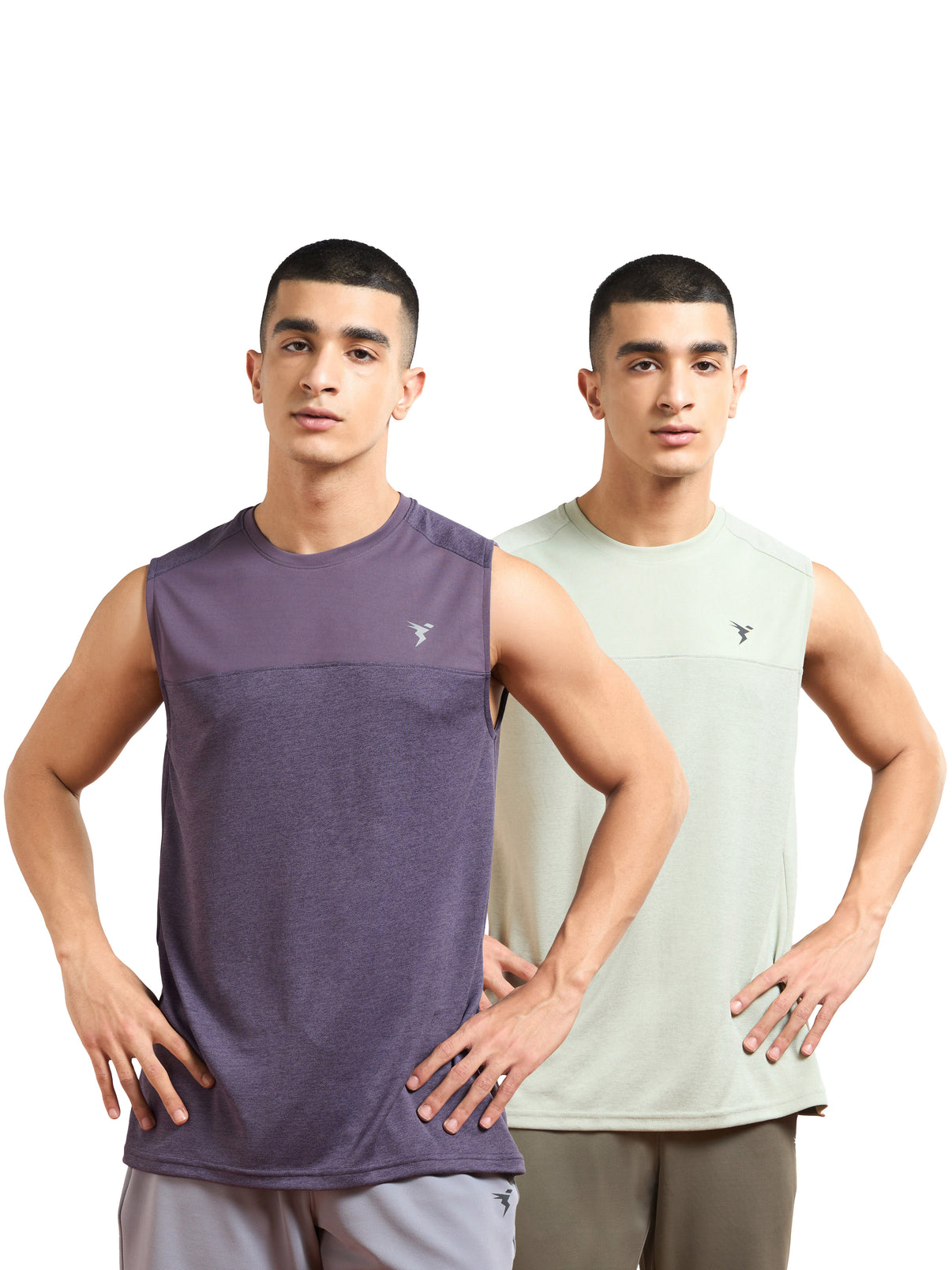 Men Melange Slim Fit Round Neck Sports Innerwear Vest with DOUBLE COOL