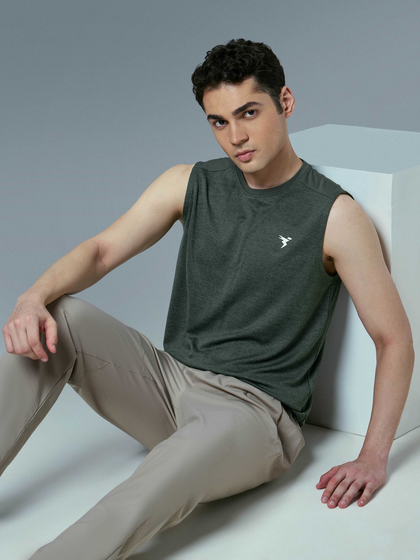 Men Melange Slim Fit Round Neck Sports Innerwear Vest with DOUBLE COOL