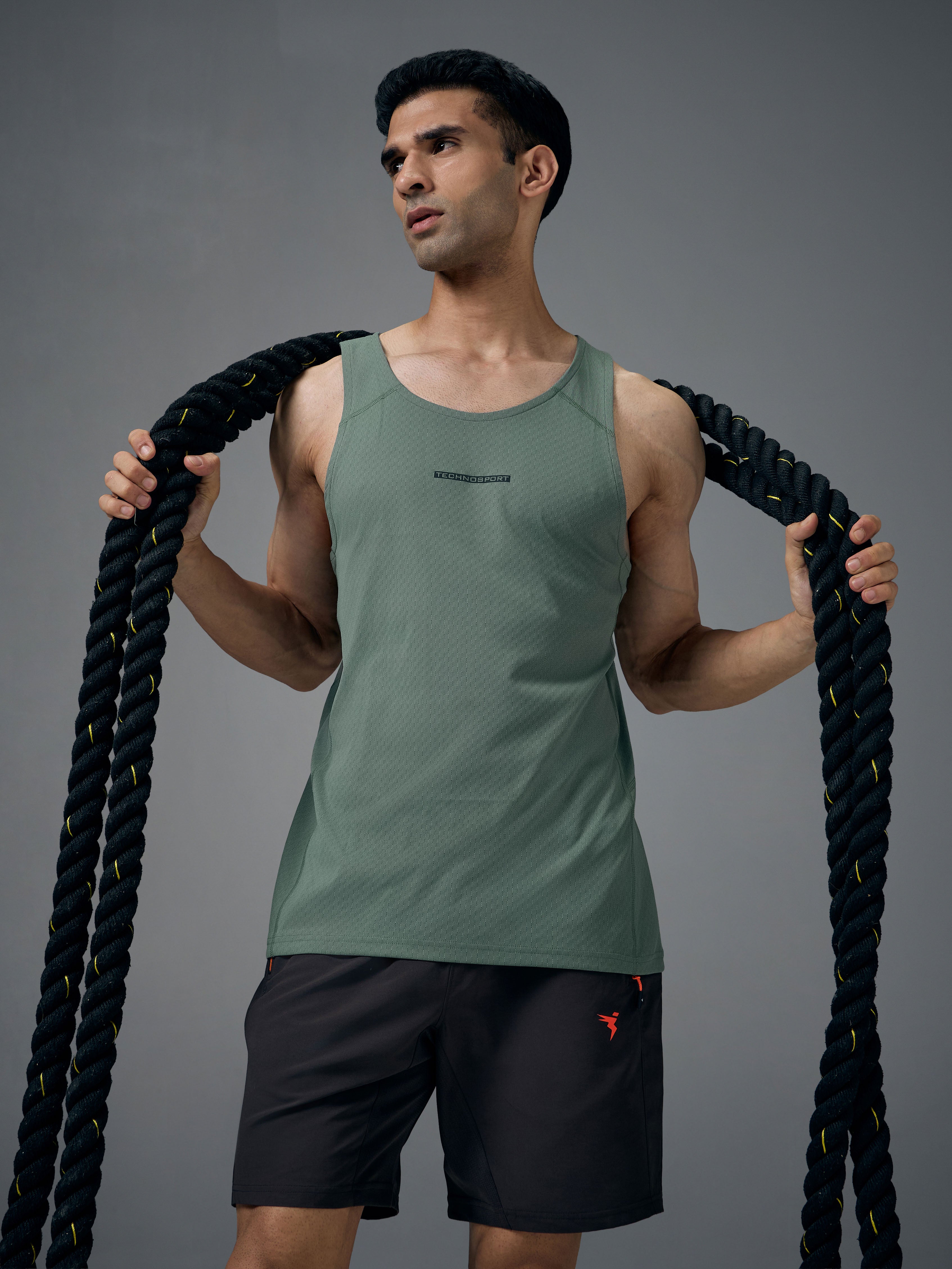 Men Slim Fit Crew Neck Innerwear Vest with Elasto Lite