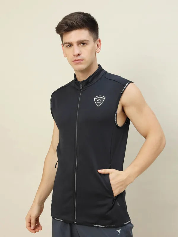 Men Slim Fit Mock Neck Jacket with Technolite